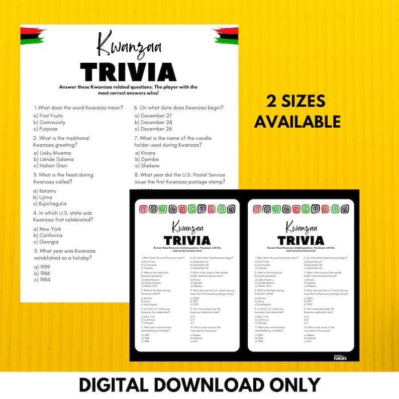 Kwanzaa Trivia Game, Kwanzaa Party Games, Kwanzaa Party, Educational ...