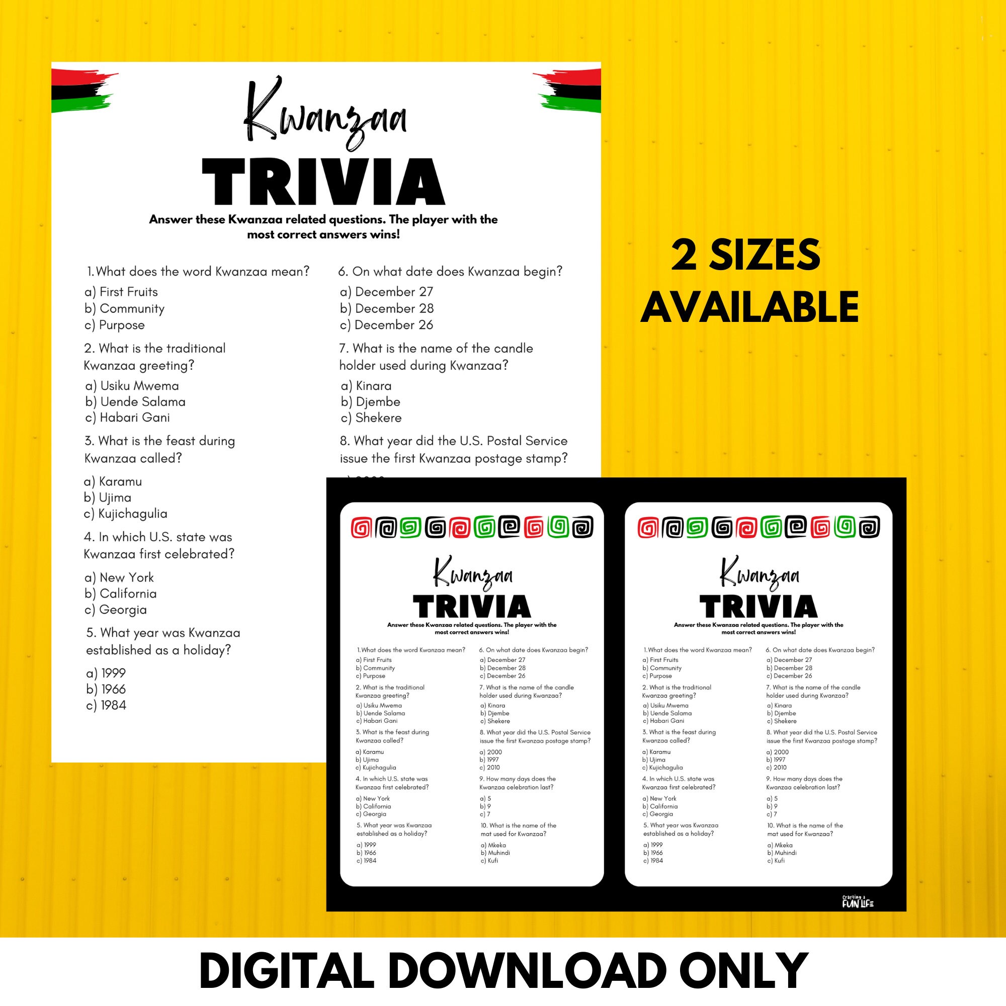 Kwanzaa Trivia Game, Kwanzaa Party Games, Kwanzaa Party, Educational ...