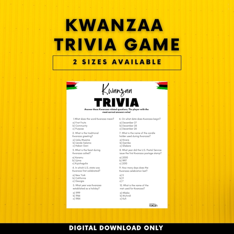 Kwanzaa Trivia Game, Kwanzaa Party Games, Kwanzaa Party, Educational ...