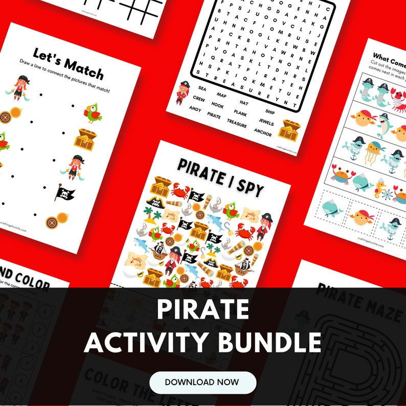 Pirate Activity Bundle for Kids, Pirate Themed Worksheets, Printable ...