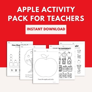 Apple Activity Pack for Kids: Printable Apple Worksheets (PDF Download ...