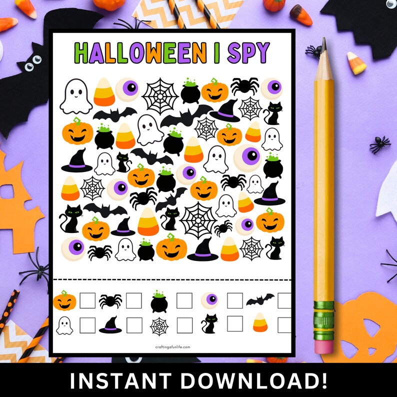 Halloween I Spy Game for Kids, Halloween Printable Games, Look and Find ...
