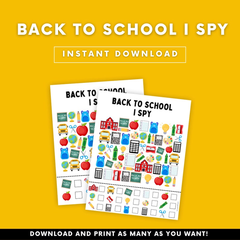 Back to School I Spy Activity for Kids, Back to School Printable, First ...