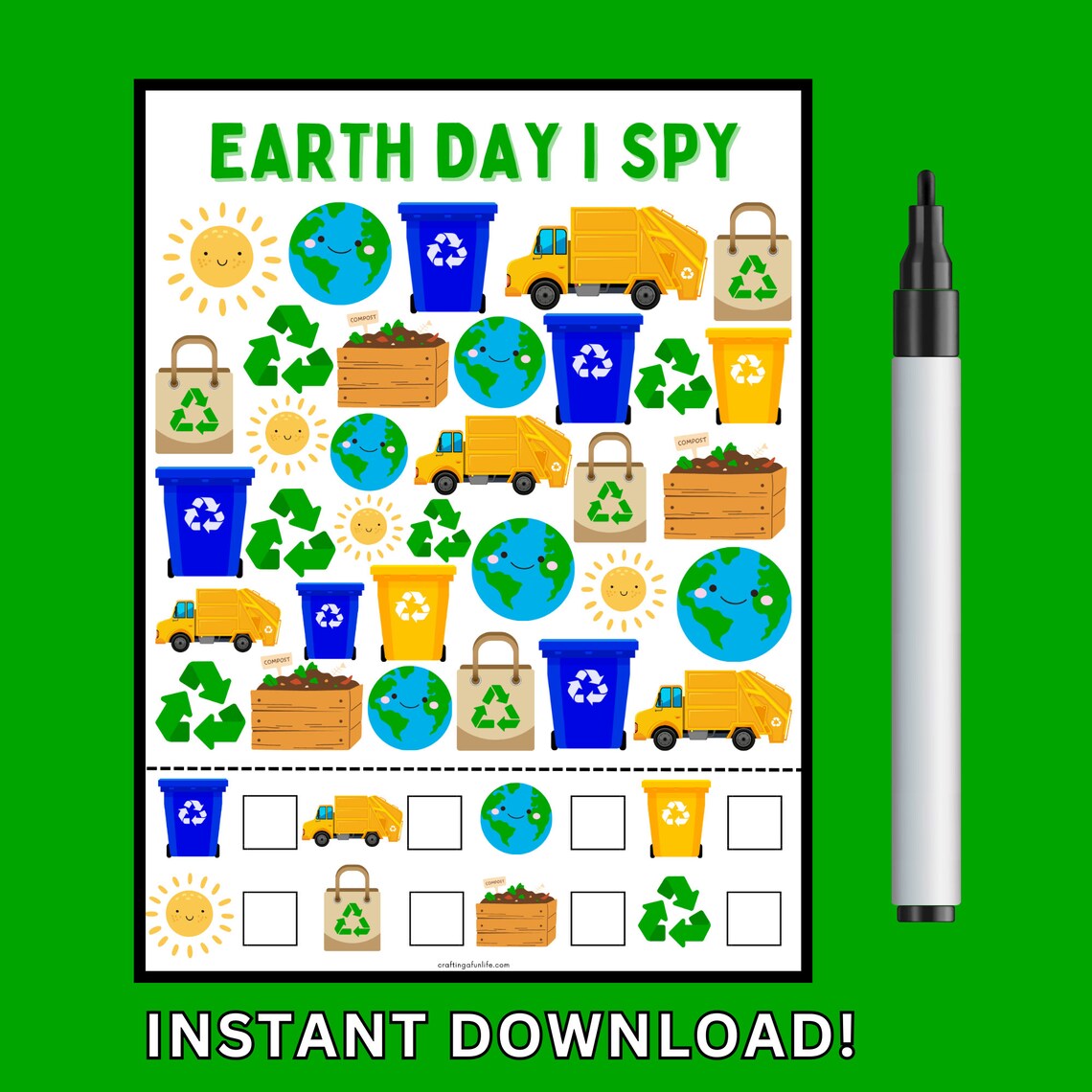 Earth Day I Spy Game for Kids, Printable Worksheet, Look and Find, I ...