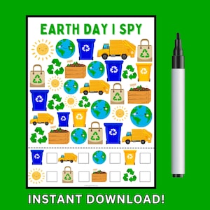 Earth Day I Spy Game, Kids Printable Worksheet, Preschool Counting ...