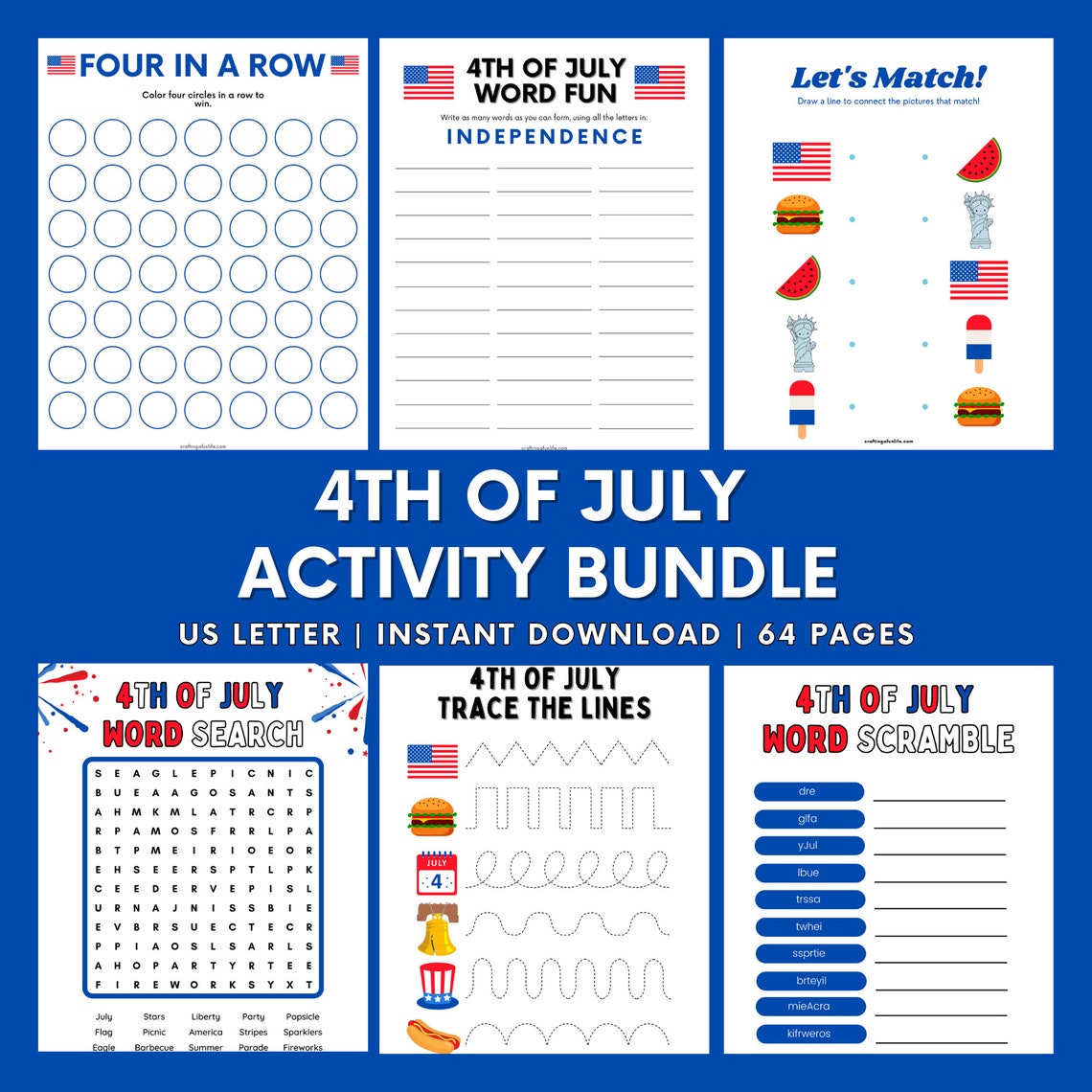4th of July Activity Bundle for Kids, 4th of July Games, Independence ...