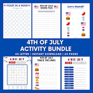 4th of July Activity Bundle for Kids, 4th of July Games, Independence ...