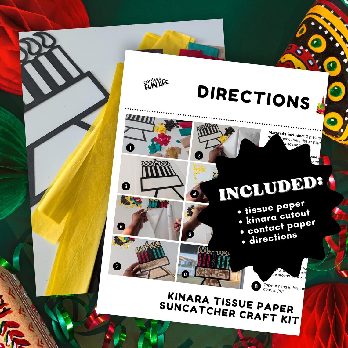 Kwanzaa Kinara Suncatcher Kit, Kids Craft Kit, DIY Art Kit, Kwanzaa ...