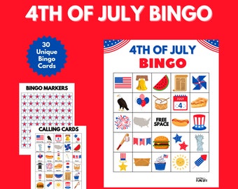4th of July Bingo Patriotic Party Game Printable Party Game for ...