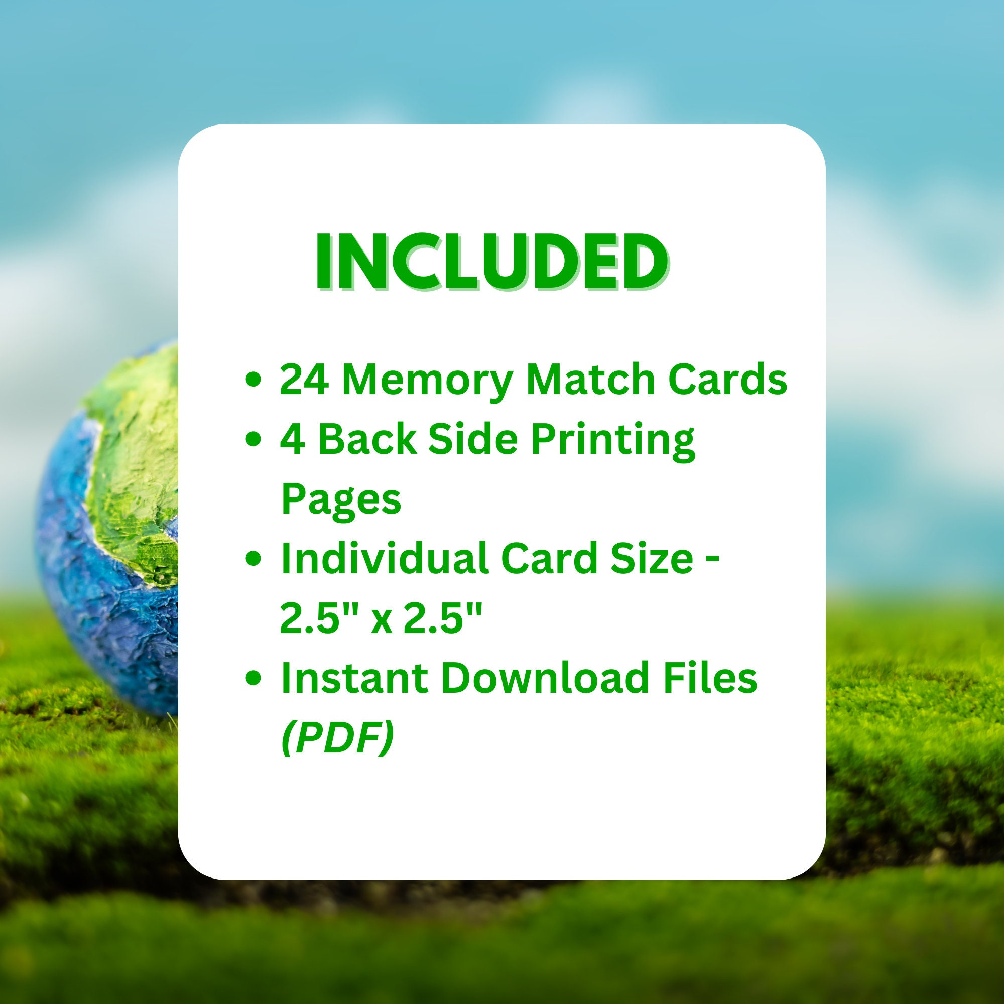 Earth Day Memory Match Game for Kids, Printable Earth Day Games, Earth ...