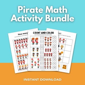 Pirate Math Activity Bundle for Kids, Printable Preschool Worksheets ...