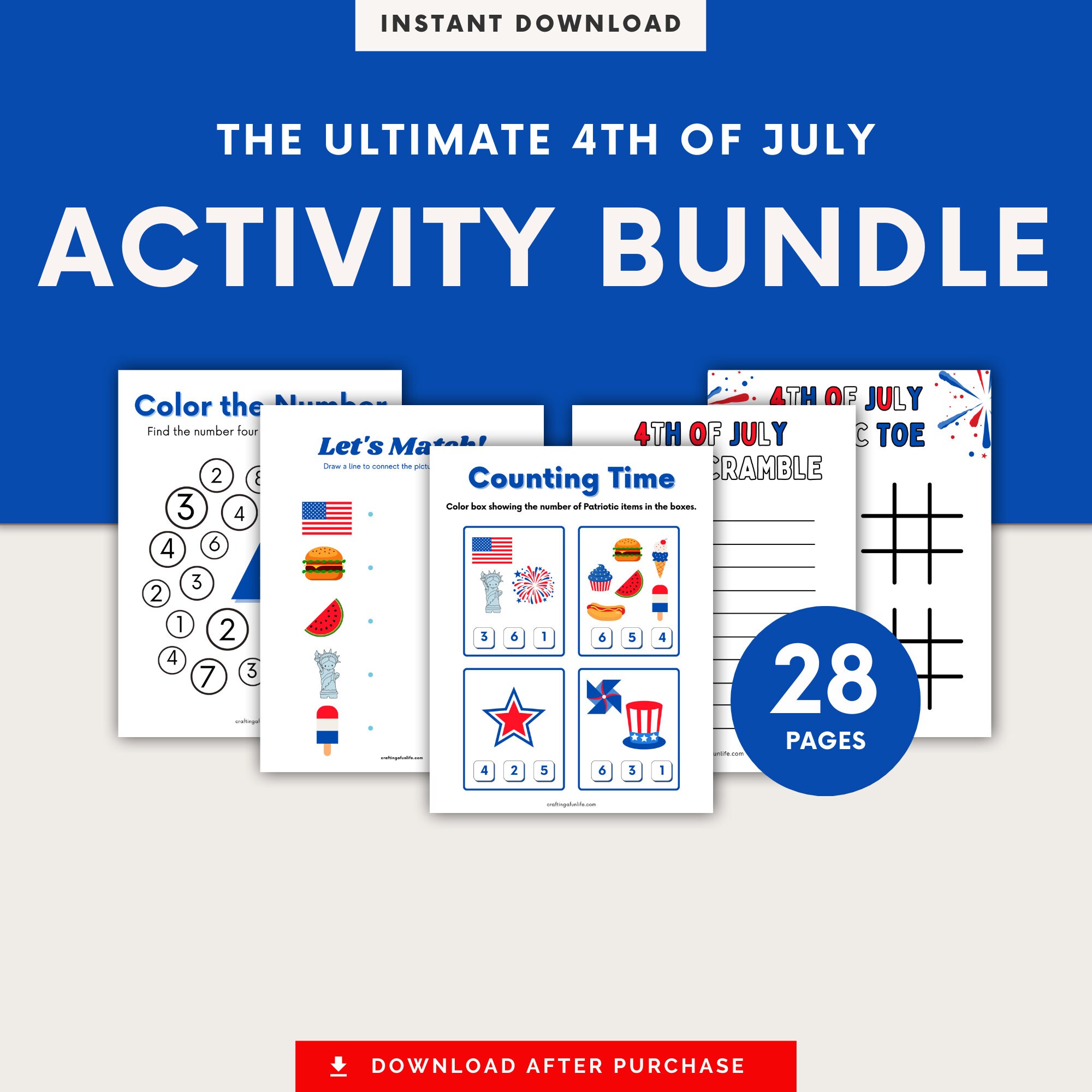 4th of July Activity Bundle for Kids, 4th of July Games, Independence ...