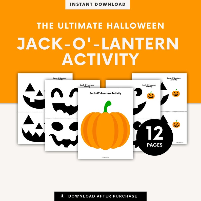 Halloween Jack-o'-lantern Activity, Pumpkin Printable, Printable ...