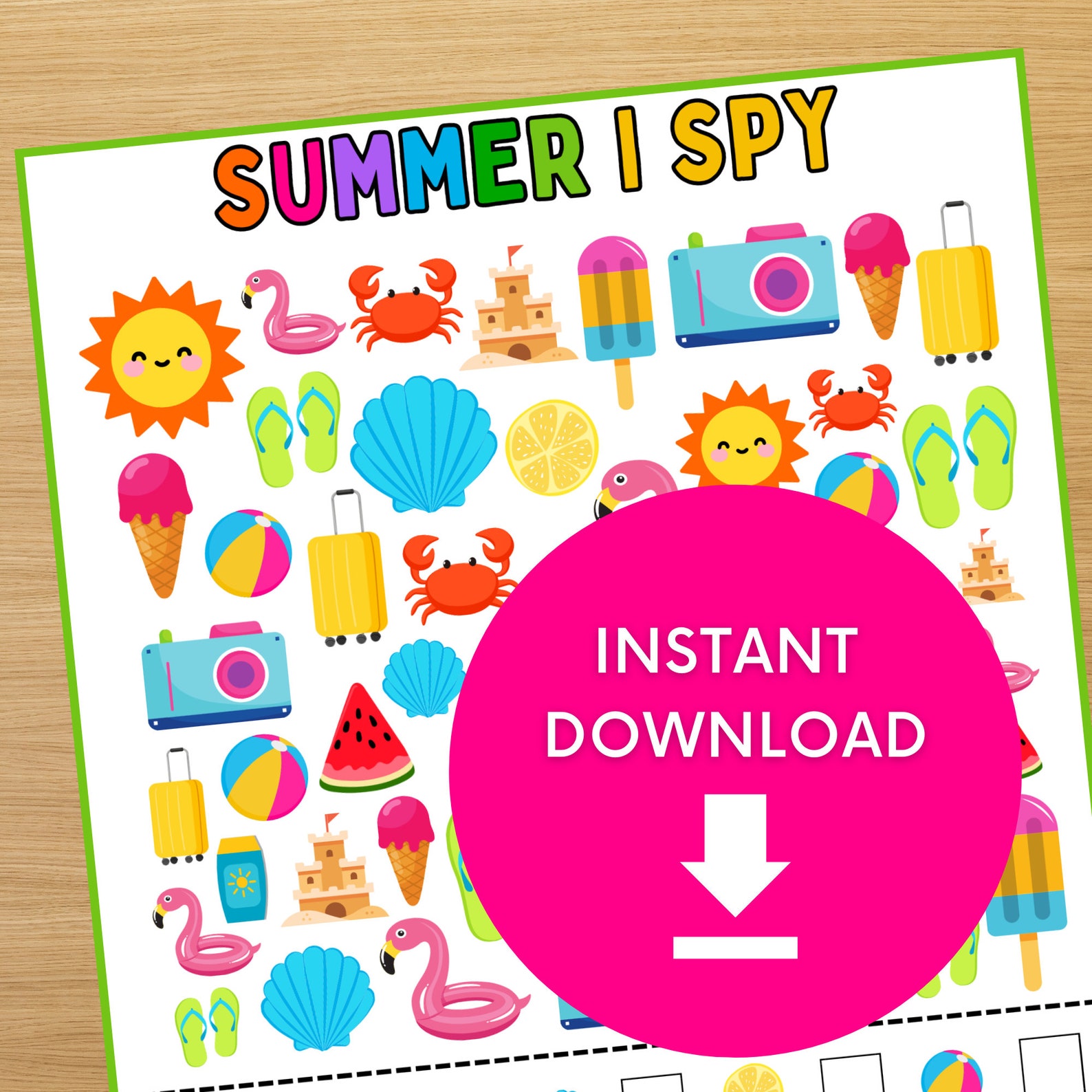 Summer I Spy Activity for Kids, Look and Find Activity for Kids, Kids ...