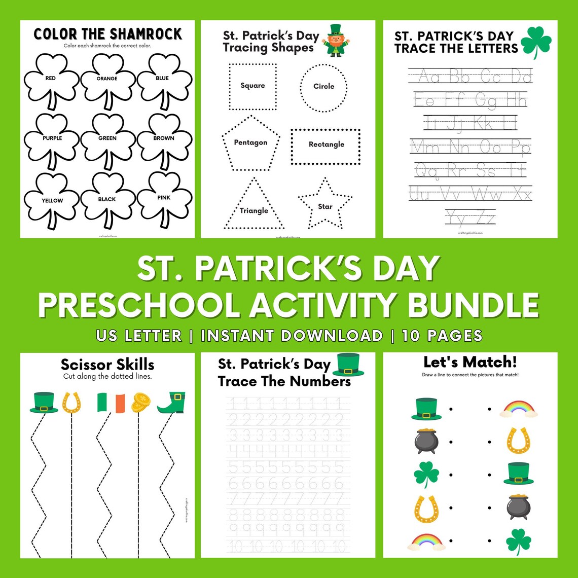 St. Patrick's Day Preschool Activity Bundle, Preschool Worksheets ...