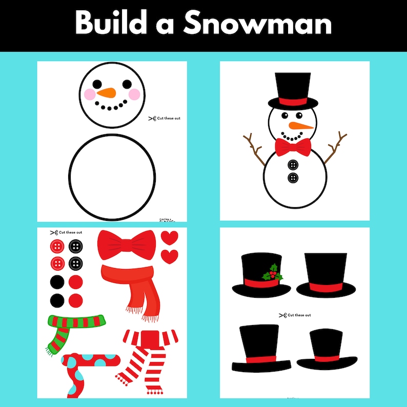 Build a Snowman Activity for Kids, Snowman Worksheet, Winter Activity ...