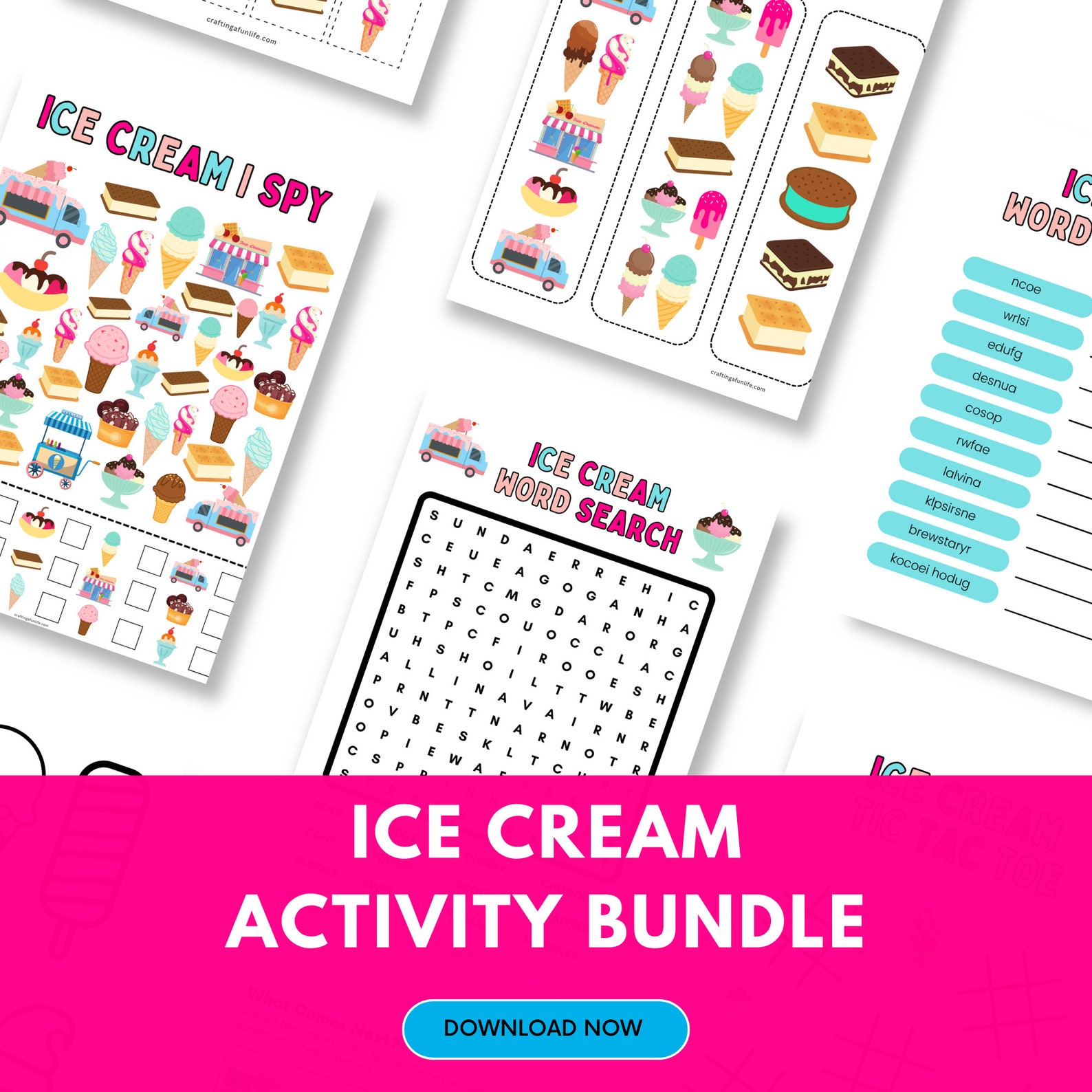Ice Cream Activity Bundle for Kids, Printable Summer Activities, Ice ...
