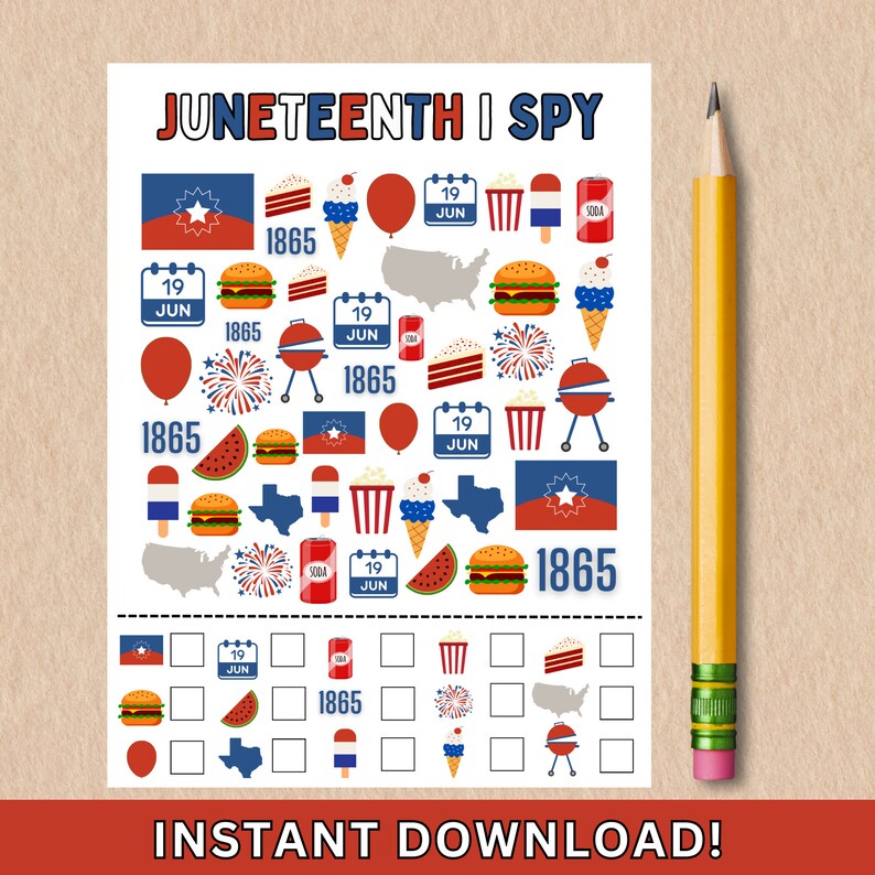 Juneteenth I Spy Game: Printable Activity for Kids (digital Download ...