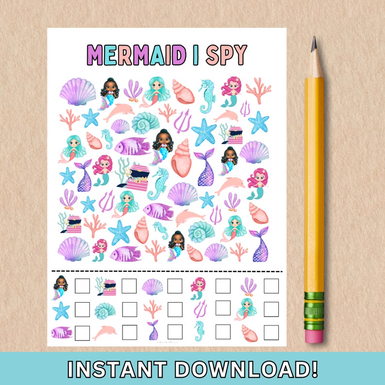 Mermaid I Spy Activity for Kids, Look and Find Activity for Kids ...