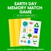 Earth Day Memory Match Game for Kids, Printable Earth Day Games, Earth ...