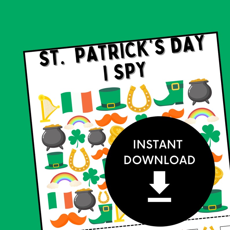 St. Patrick's Day I Spy Game for Kids, Kids' St. Patrick's Day Activity ...