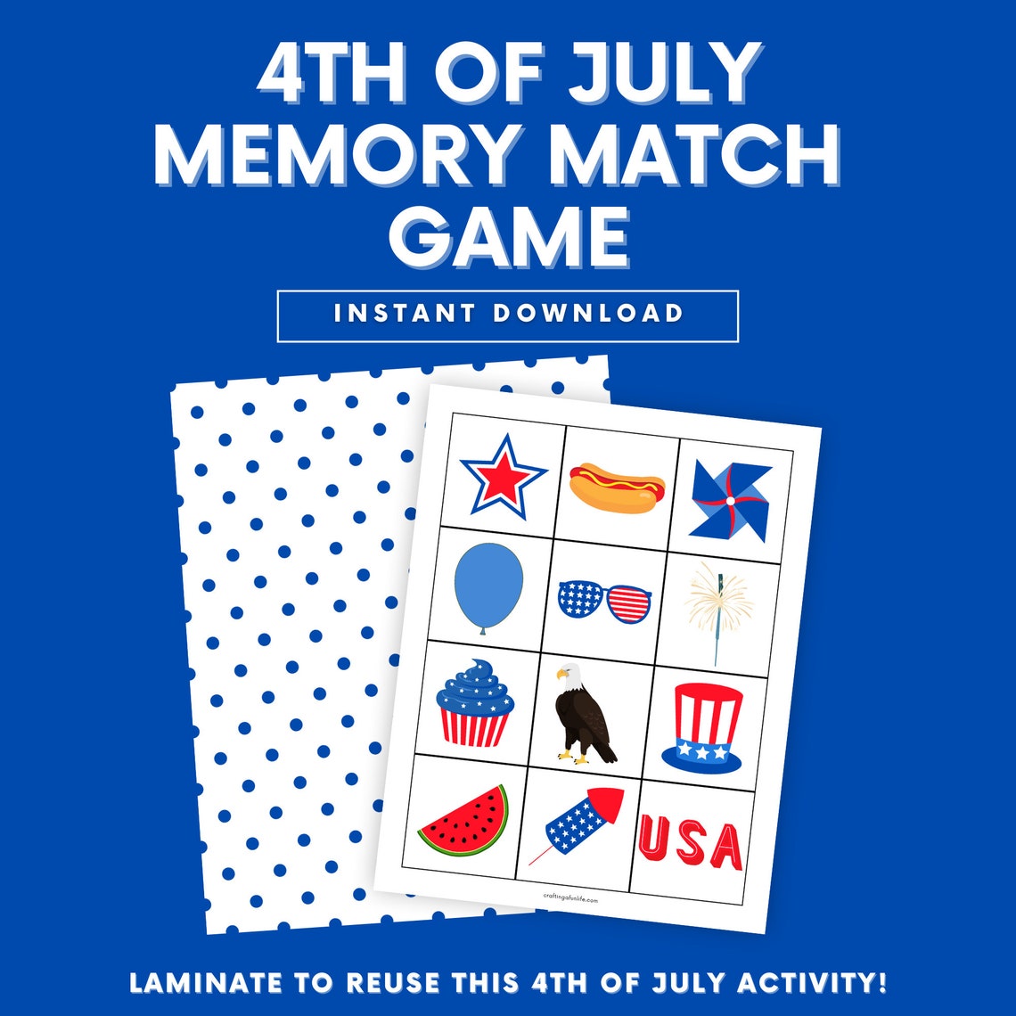 4th of July Memory Match Game, Memory Match Game, Preschool Games, 4th ...