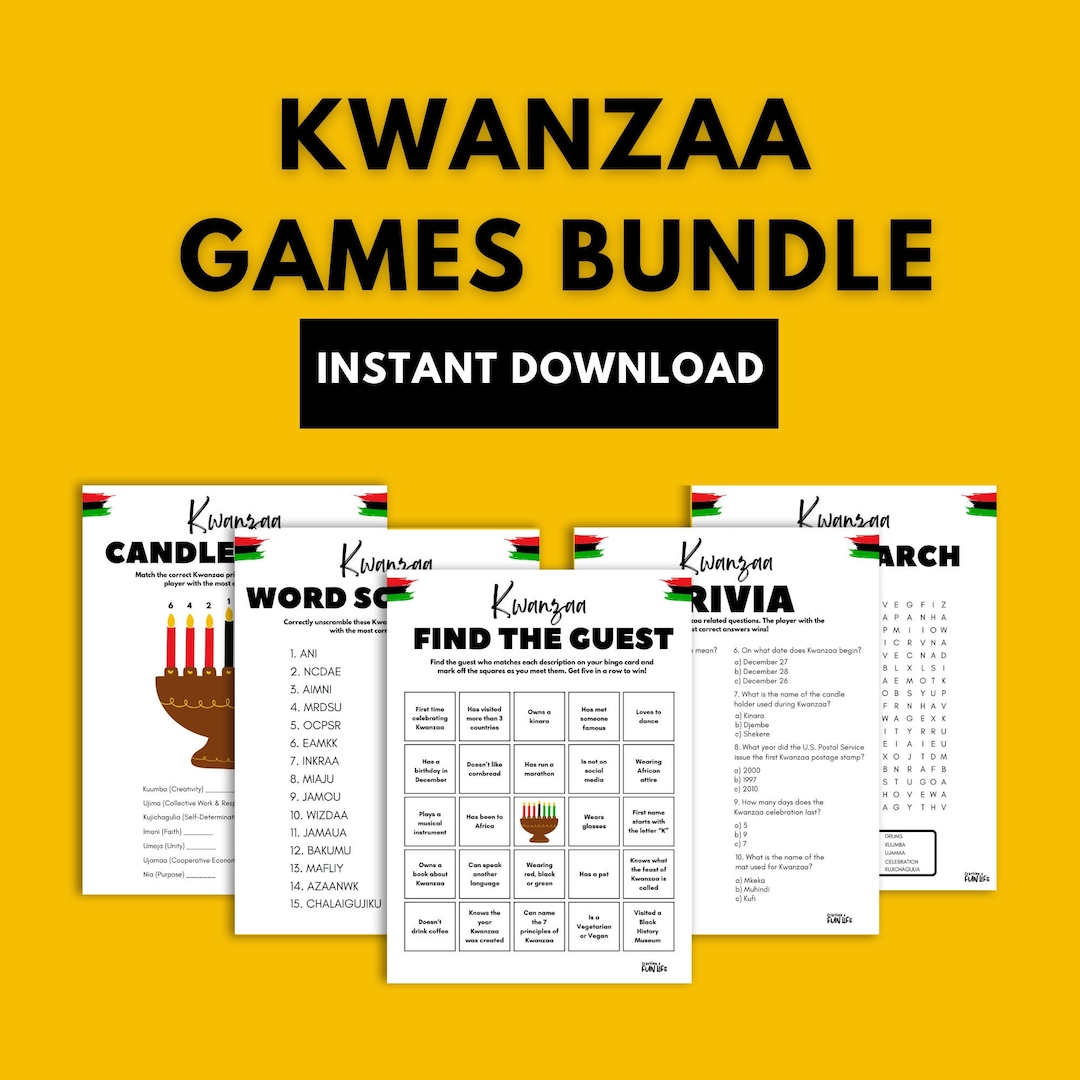 Kwanzaa Game Bundle: Trivia, Bingo, Word Search (digital Download) - Etsy
