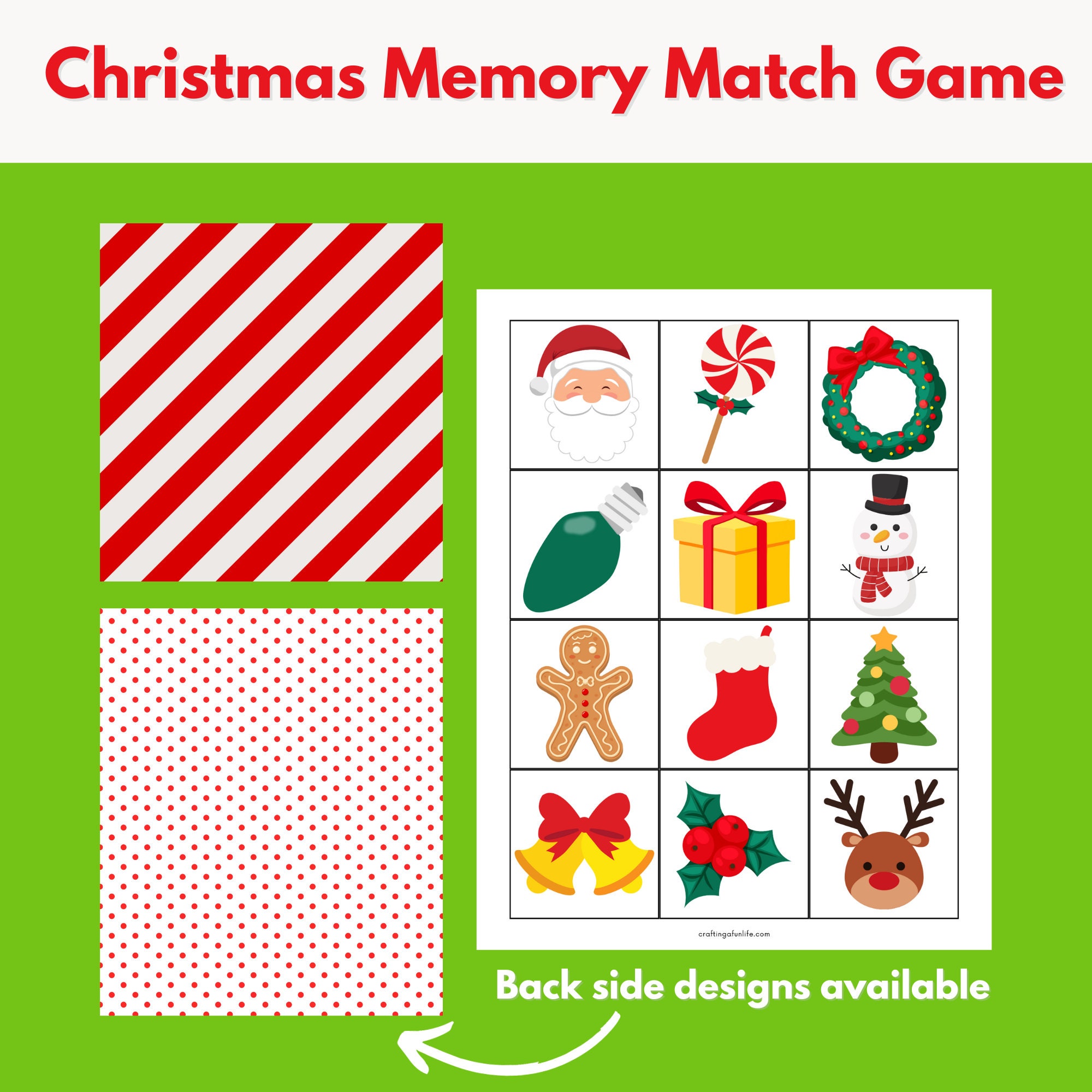 Christmas Memory Match Game for Kids, Memory Match Game, Preschool ...