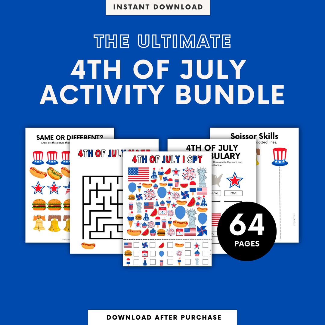 4th of July Activity Bundle for Kids, 4th of July Games, Independence ...