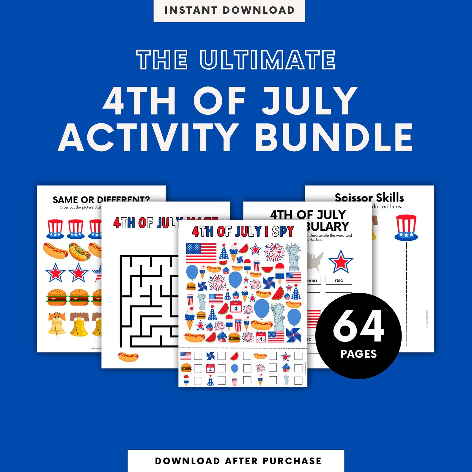 4th of July Activity Bundle for Kids, 4th of July Games, Independence ...