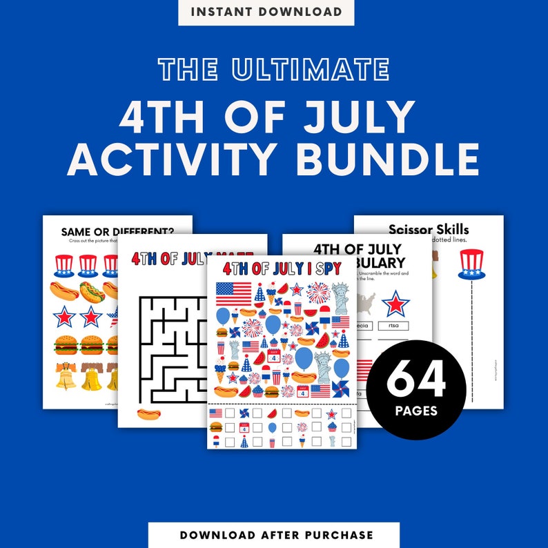 4th of July Activity Bundle for Kids, 4th of July Games, Independence ...