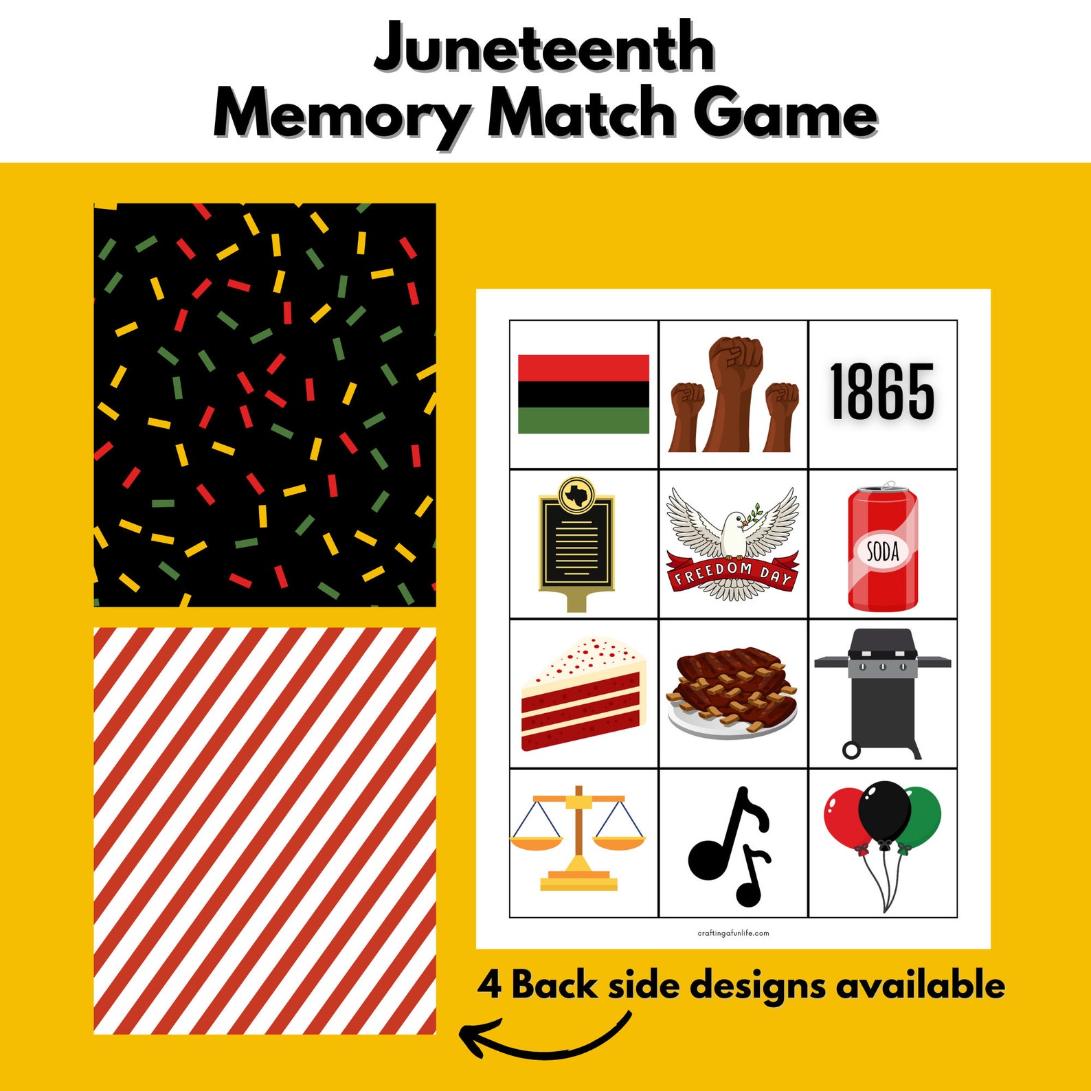 Juneteenth Memory Match Game, Printable Juneteenth Games, Juneteenth ...