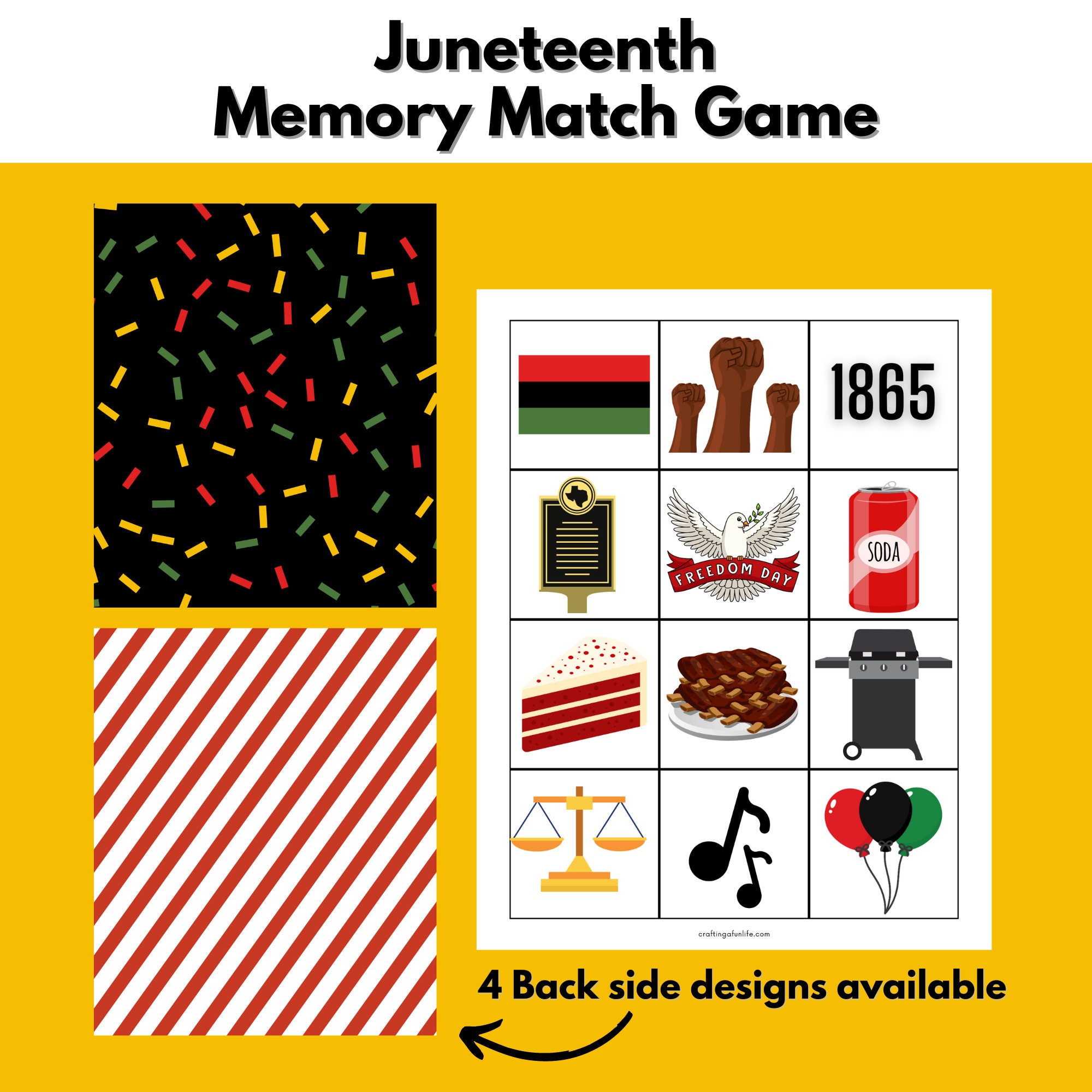 Juneteenth Memory Match Game, Printable Juneteenth Games, Juneteenth ...