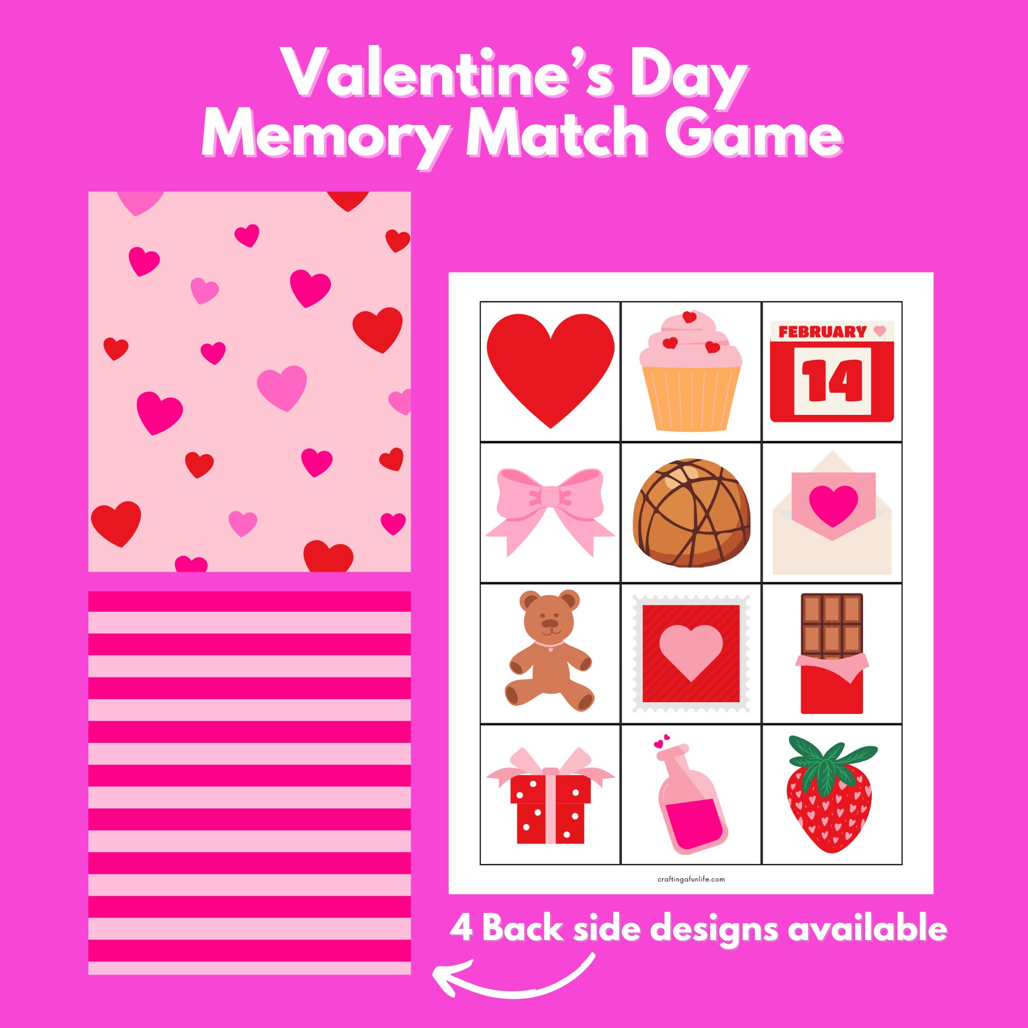 Valentine's Day Memory Match Game for Kids, Printable Valentine's Day ...