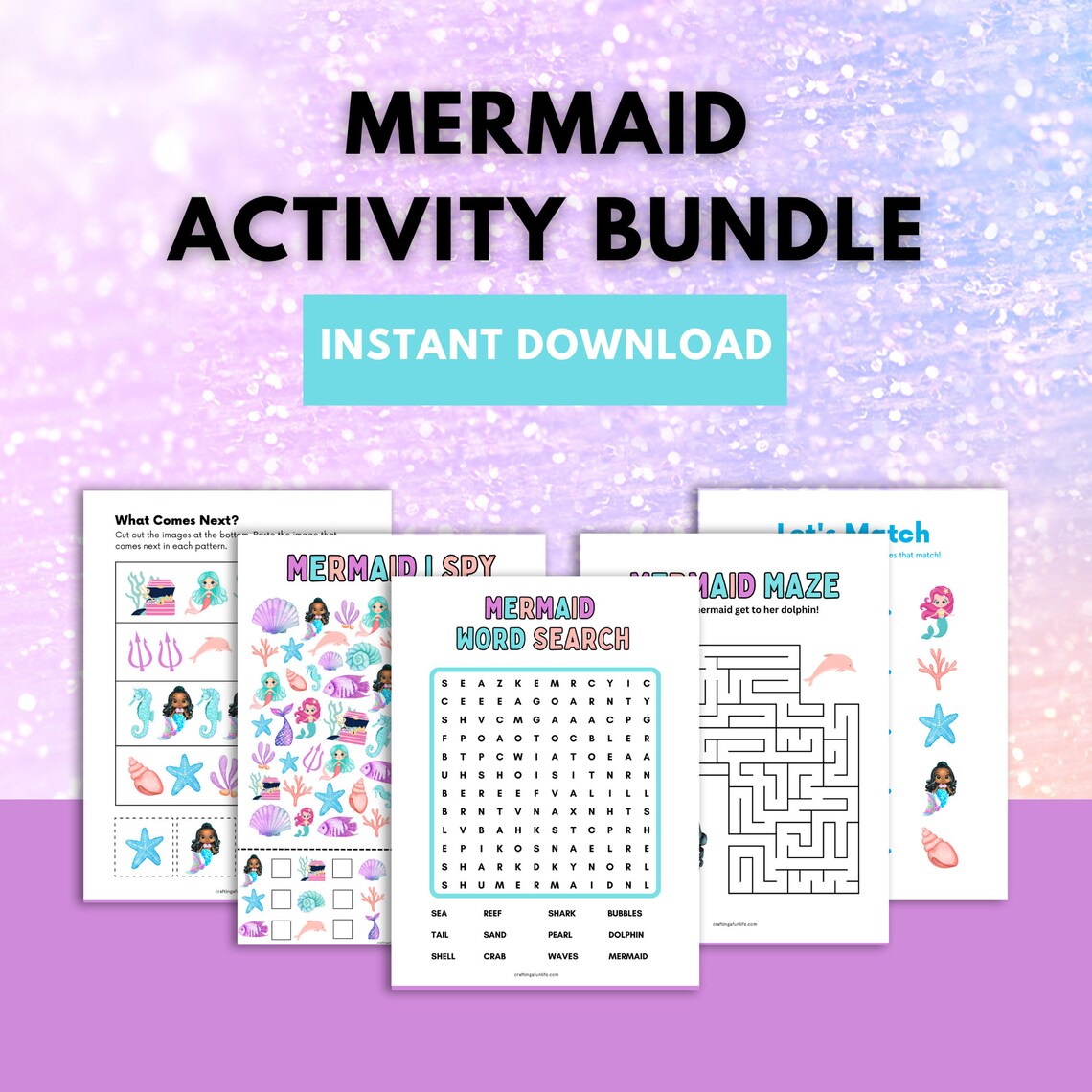 Mermaid Activity Bundle for Kids, Summer Activity Sheets, Printable ...