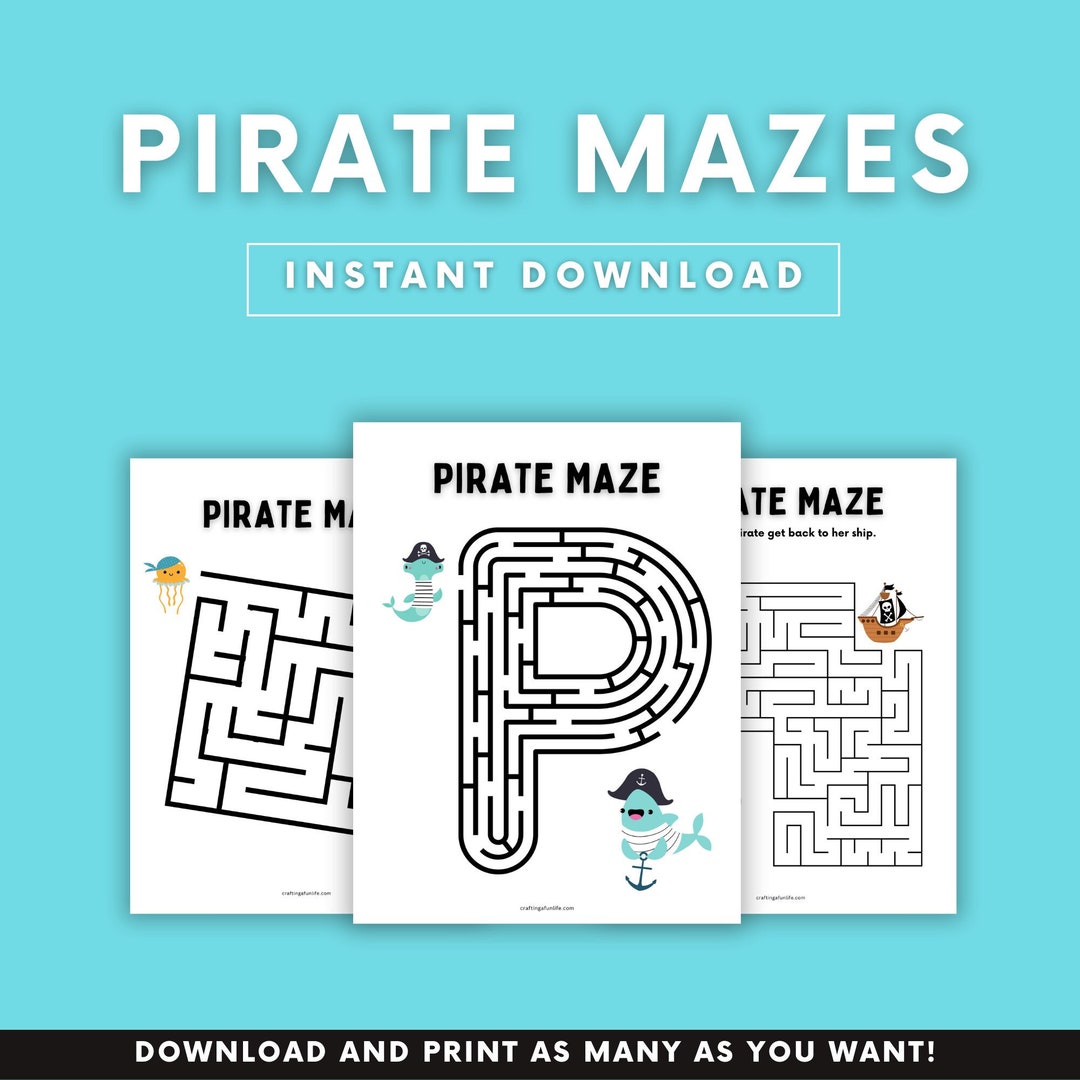 Pirate Mazes, Mazes for Kids, Fun Maze Activity Printable for Kids ...
