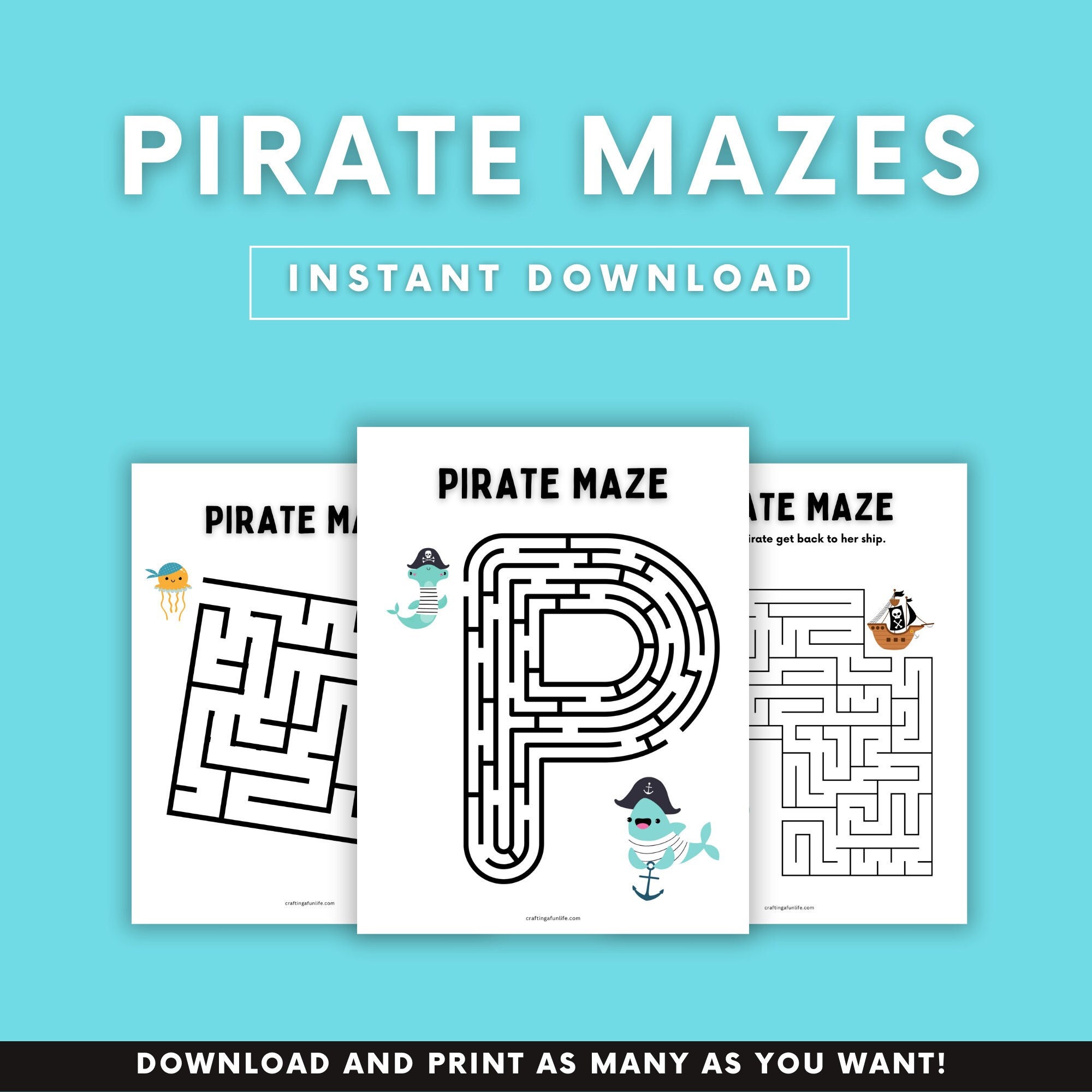 Pirate Mazes, Mazes for Kids, Fun Maze Activity Printable for Kids ...