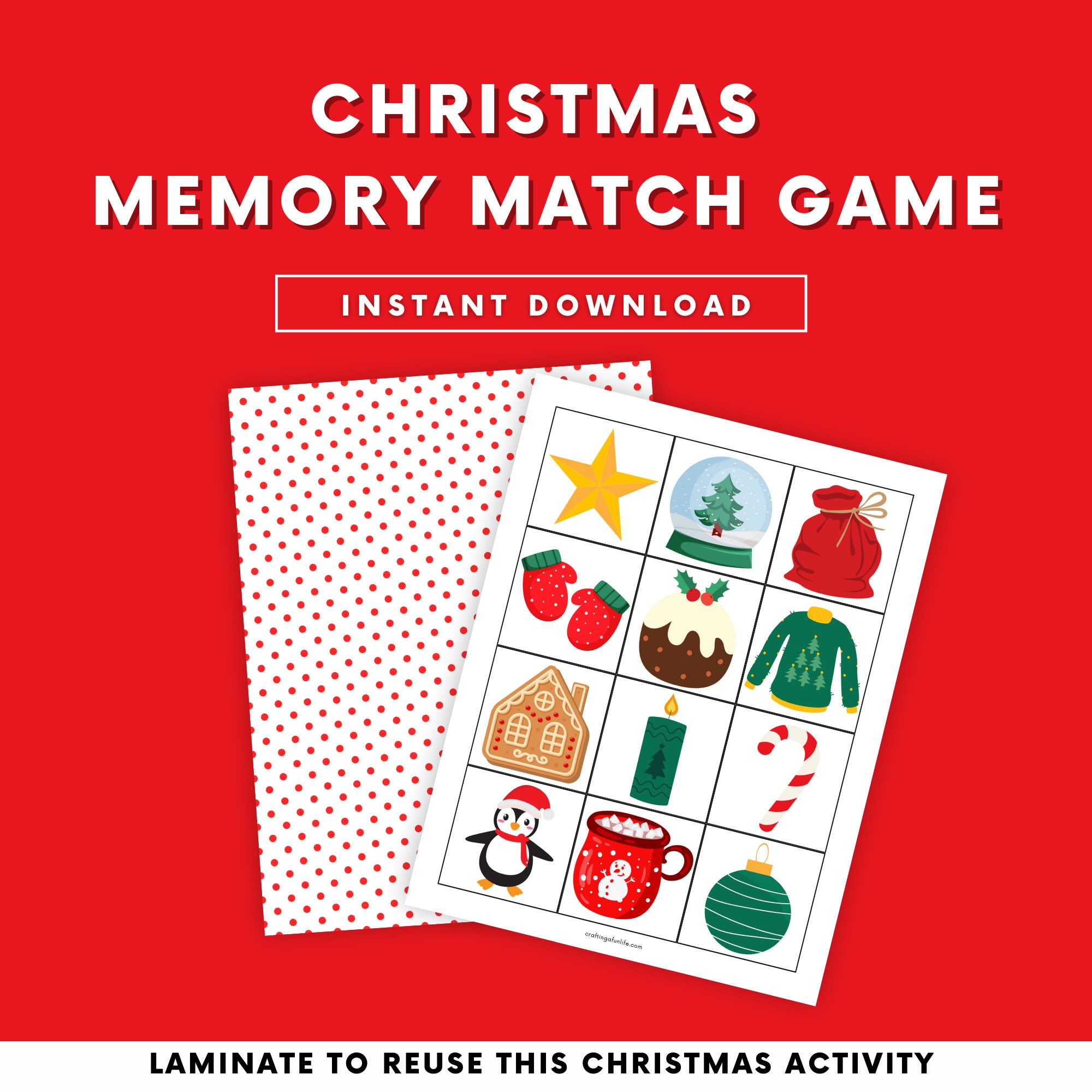 African American Christmas Memory Match Game for Kids, Christmas Memory ...