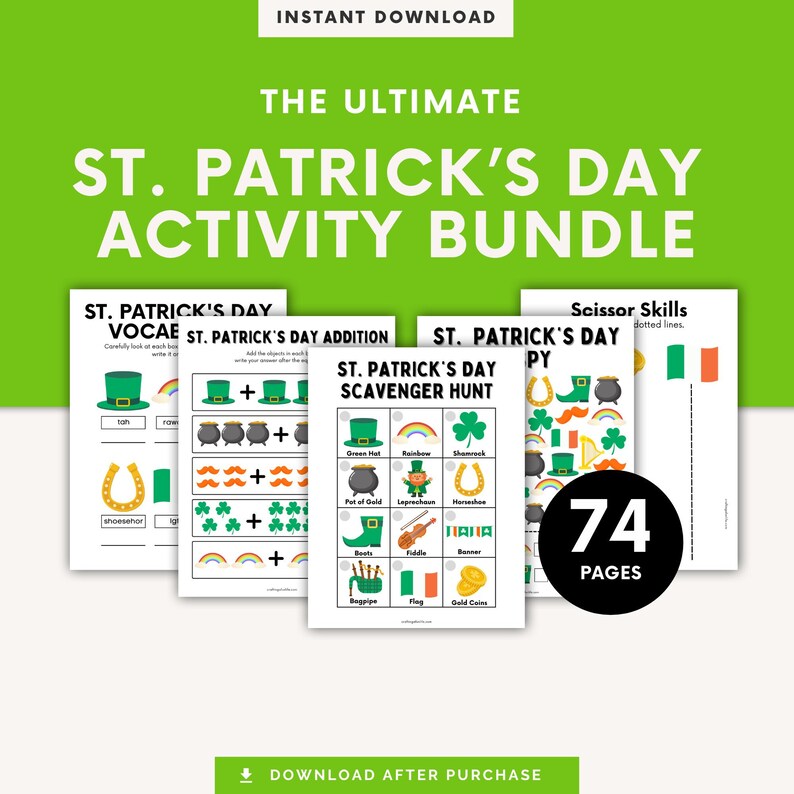St. Patrick's Day Activity Bundle for Kids, Kid Games, St. Patrick's ...