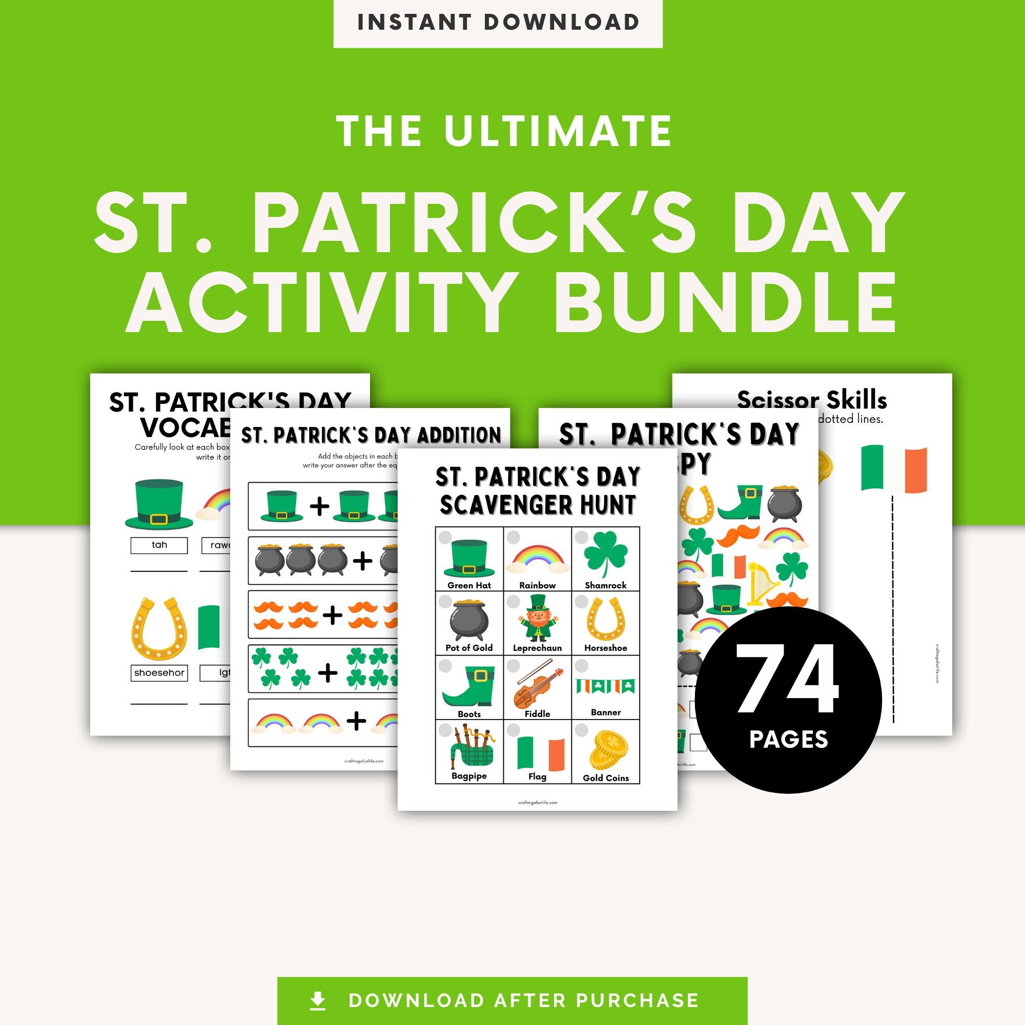 St. Patrick's Day Activity Bundle for Kids, Kid Games, St. Patrick's ...