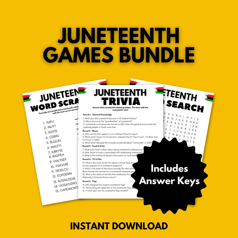 Juneteenth Game Bundle, Juneteenth Trivia Game, Juneteenth Party ...