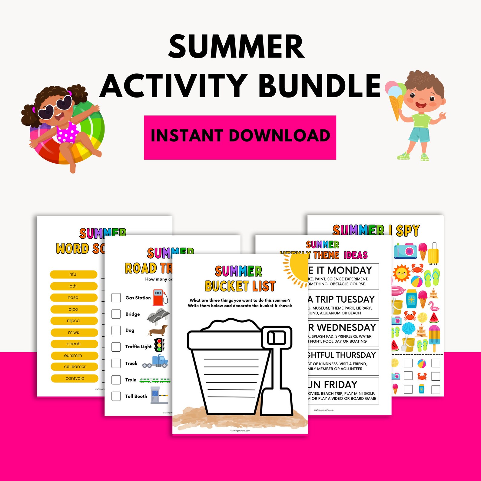 Summer Activity Bundle for Kids, Summer Activities for Kids, Printable ...