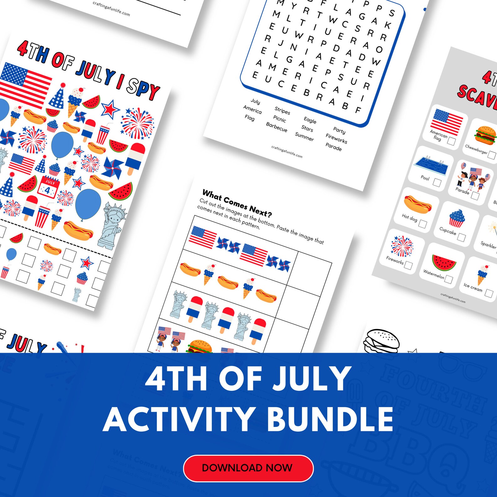 4th of July Activity Bundle for Kids, 4th of July Games, Independence ...
