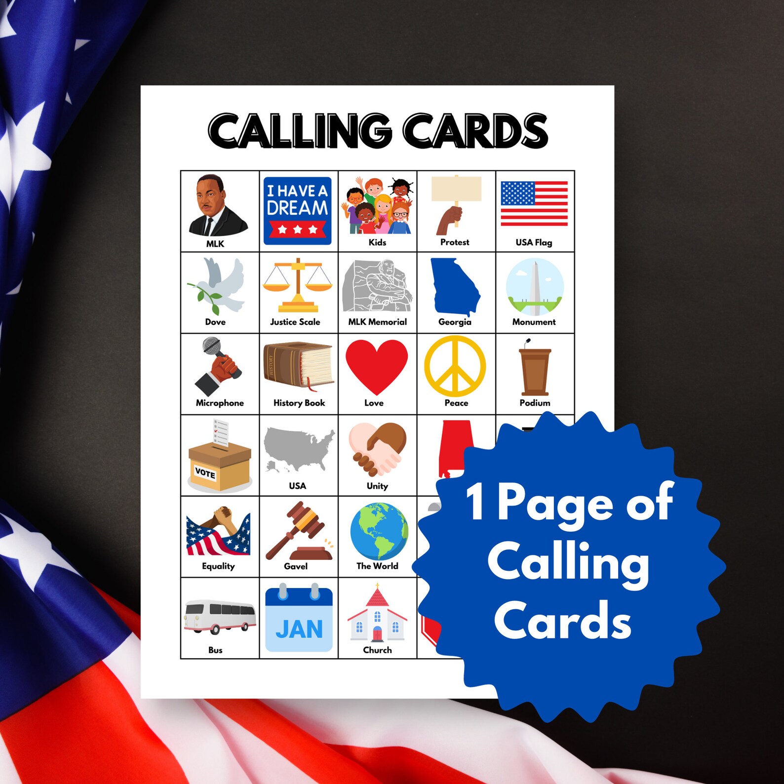 Martin Luther King Jr. Day Bingo Game: Printable MLK Activity (digital ...