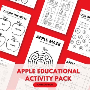 Apple Activity Pack for Kids, Printable Apple Worksheets, Apple ...