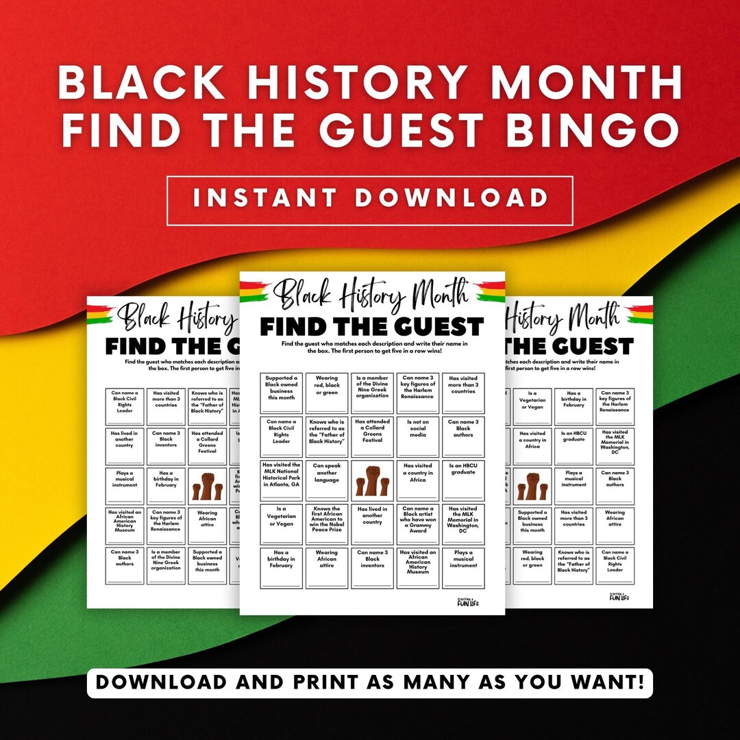 Black History Month Bingo Game Bundle: Mix and Mingle Party (PDF) - Etsy