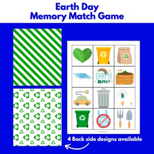 Earth Day Memory Match Game for Kids, Printable Earth Day Games, Earth ...