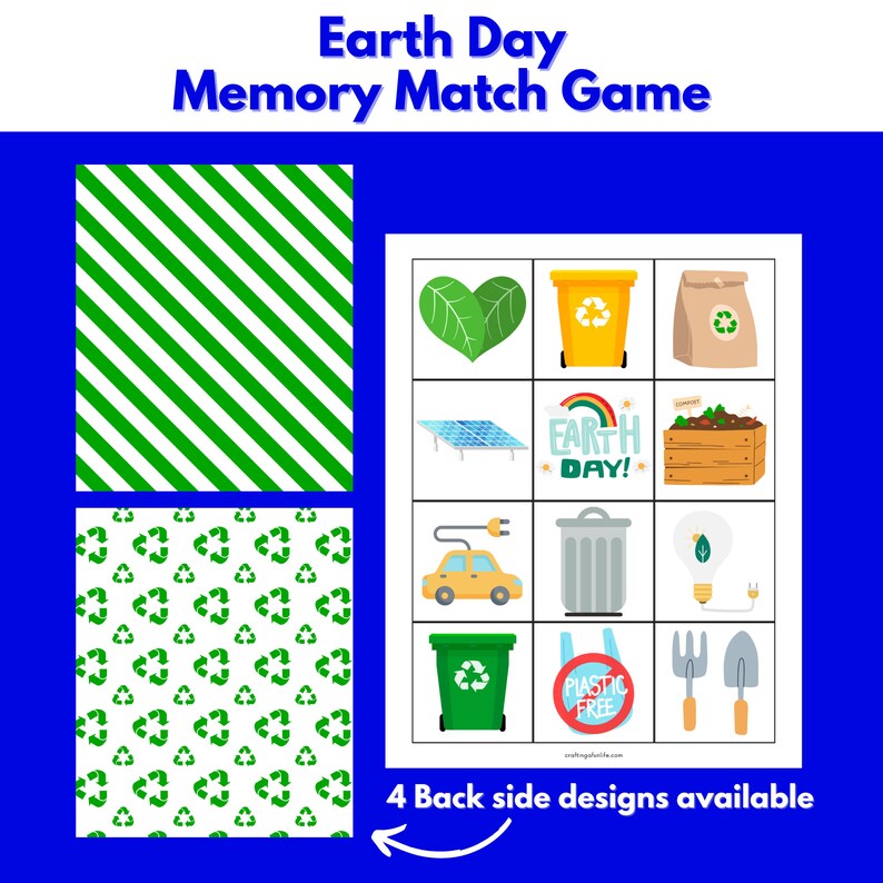 Earth Day Memory Match Game for Kids, Printable Earth Day Games, Earth ...
