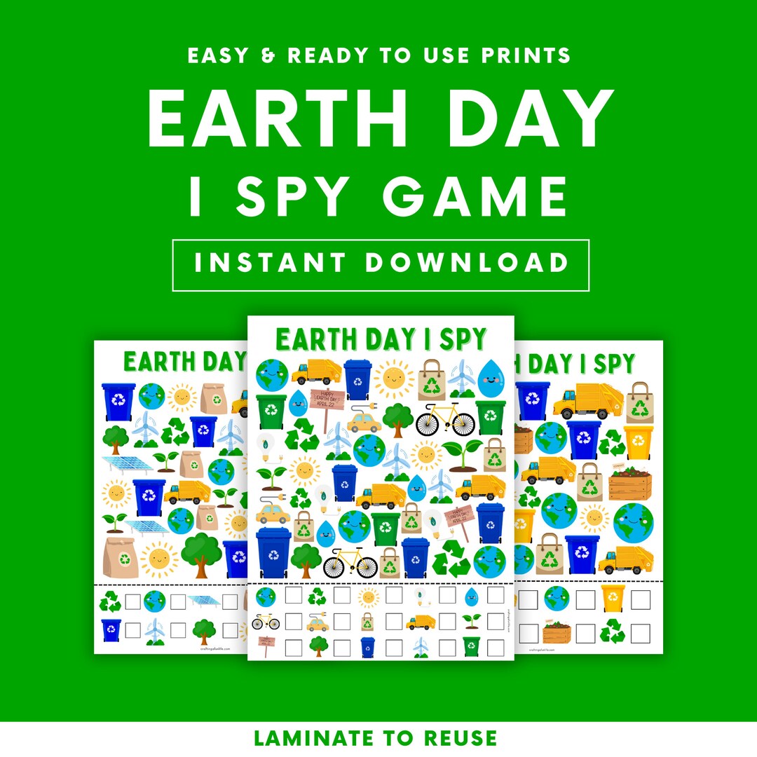 Earth Day I Spy Game, Kids Printable Worksheet, Preschool Counting ...