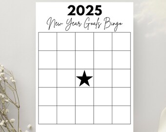 New Years Bingo Vision Board Cards, Minimalist 2025 Bingo, Printable ...